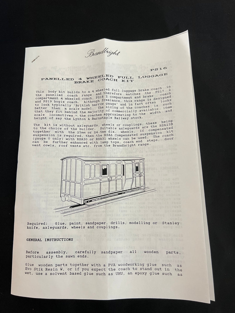 16mm Scale - Older Style Brandbright PS164 Wheel Full Luggage/Brake Co ...
